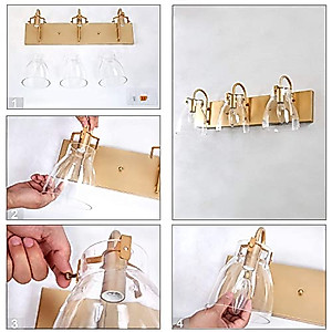 KSANA 3-Light Modern Vanity Light Fixture, Brass Bathroom Lighting with Clear Glass Shades, 22” L