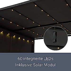 10×10 Outdoor Pergola with Retractable Canopy & Solar Lights - Heavy Duty Steel Metal Patio Pergola Gazebo for Garden Backyard Porch, Grey