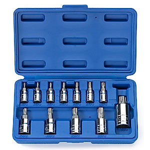 Neiko 10085A Tamperproof Torx Plus Bit Socket Set | 12 Piece | 8 IPR - 60 IPR | 5 Point Star | Cr-V and S2 Steel | High Impact ABS Blow Molded Case