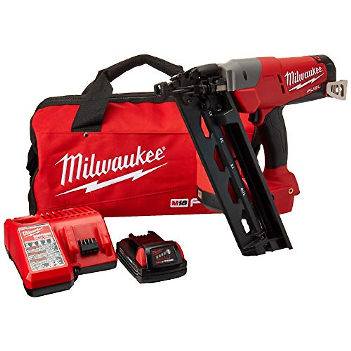 Milwaukee M18 Fuel Lithium-Ion Brushless Cordless 16-Gauge Angled Finish Nailer Kit 2472-21Ct