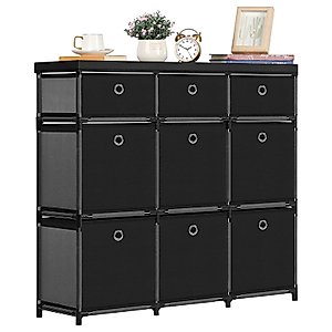 HAITRAL 9 Cube Storage Organizer, Fabric Storage Chest Drawers Organizer Unit for Closet, Easy Assembly Clothes Closet Dresser for Bedroom,Dorm,Hallway, Storage Bins (Black)