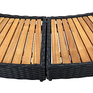 OUSEE Spa Surround Black Poly Rattan and Acacia Wood
