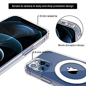 Chitri Compatible for iPhone 12 Case/12 Pro Case Clear 6.1, [Three-Way Stand Magnetic Case] Compatible with MagSafe Charger [with Metal Kickstand] Transparent Hard Back Slim Shockproof Protective Case