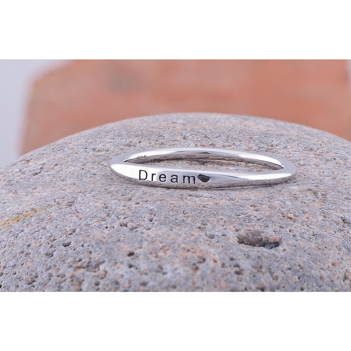 SILVERCLOSEOUT Rhodium Plated Sterling Silver Ladies Dainty Stacking Dream Ring - Size 9