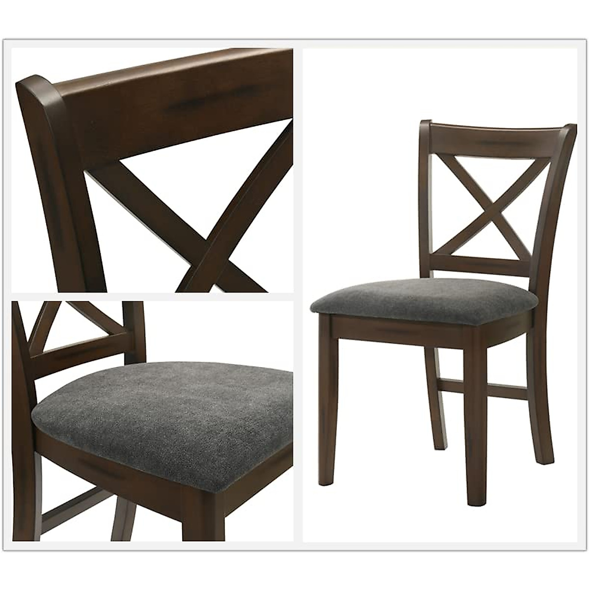 Liveasy Furniture 5-Piece Wood Extendable Dining Table Set with Drop Leaf Table and 4 Upholstered Chairs for Small Places (4 Seats)