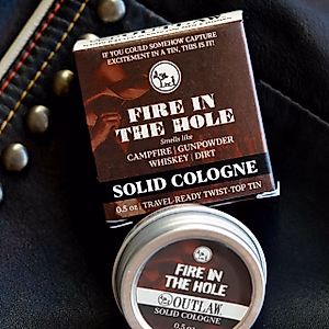 Fire in the Hole Campfire-Scented Solid Cologne - Campfire, Gunpowder, Sagebrush, and Whiskey Scent - Men’s or Women’s Cologne - By Outlaw