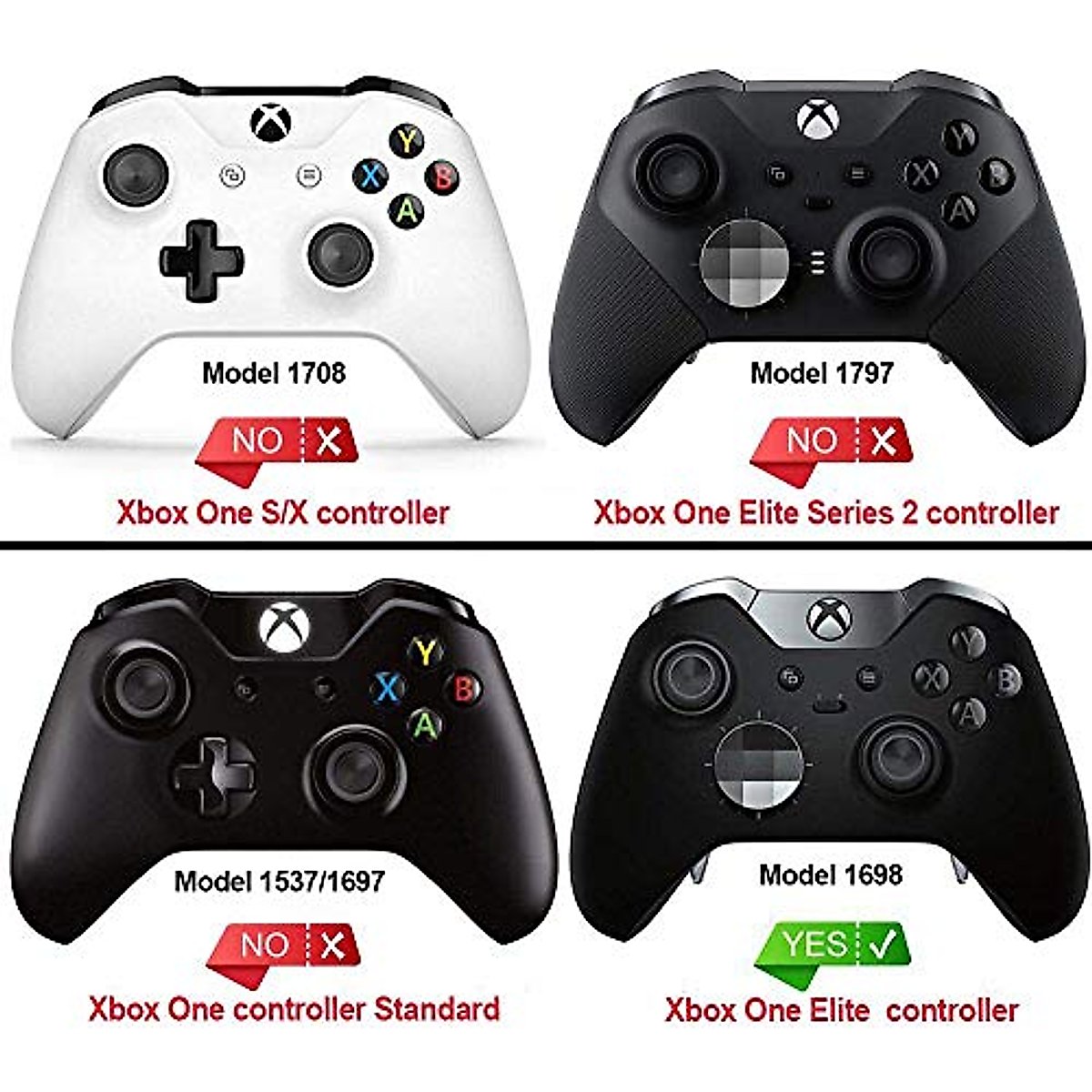 eXtremeRate Soft Touch White Replacement Faceplate Front Housing Shell with Thumbstick Accent Rings for Xbox One Elite Remote Controller Model 1698 - Controller NOT Included