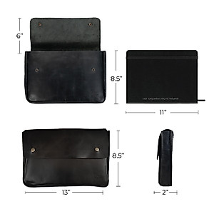 Hide & Drink, Vintage Leather Folder Document Holder, File Case, Document Portfolio & Binder Strapless Carry On Bag, Office & Work Essentials, Handmade (Charcoal Black)