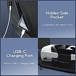 ZYBER Hard Carrying Case for Meta Quest 2, Black Backpack Travel Case for Oculus Quest 2 Accessories, Pico 4, Quest Pro