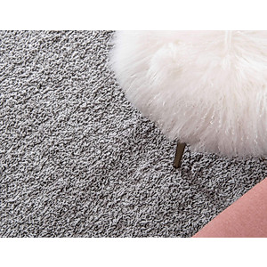 Unique Loom Solid Shag Collection Area Rug (8' x 11' Rectangle Cloud Gray)