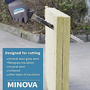 Minova Insulation Knife with Sheath Stainless Steel Blade 11” Double Sided Insulation Cutter for Cutting Mineral Wool Insulation (Small)