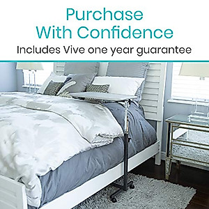Vive Compact Overbed Table - Over Hospital Bed Tray - Rolling for Home Use or Medical - Adjustable Height, Tilt Top and Swivel Wheels - for Reading, Laptop, Eating, Bedridden, Elderly and Seniors