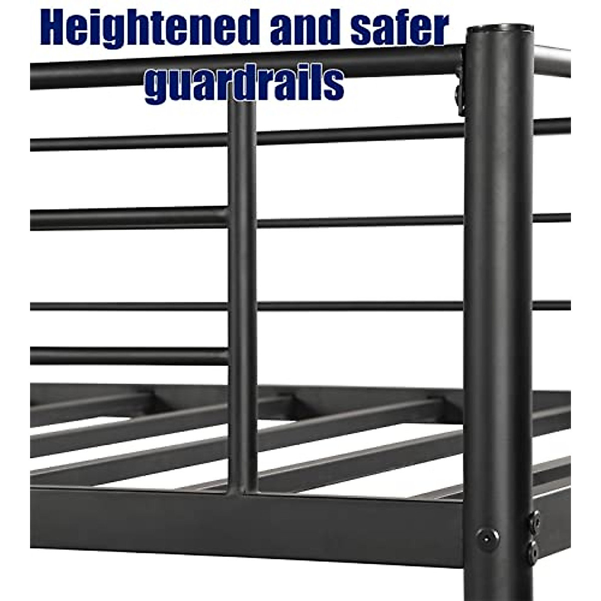 SNIFIT Upgraded Version & Stronger Metal Full XL Over Twin XL Over Queen Triple Bunk Bed, Thickened Reinforced Triple Steel Bunk Bed Frame with Safer Ladder & Guardrail (Faster Assembly) (Black)