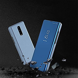 MEIKONST Xiaomi Redmi Note 8 Pro Case,PU Mirror Flip Ultra Slim Cover Scratchproof Clear View Window Built in Kickstand Full Body Protective Cover for Xiaomi Redmi Note 8 Pro,QH Mirror Black