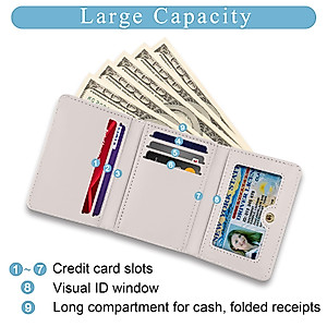 Jogjam Black Cat Floral Womens Wallet, Small Slim RFID Blocking Card Wallets, Cute Trifold PU Leather Card Holder Wallet Organizer, Mini Pocket Cash Wallet with 7 Card Slots ID Window for Girls Ladies