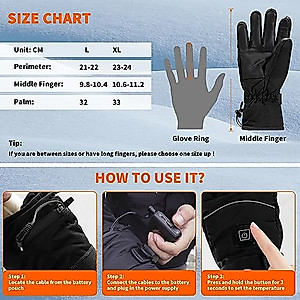 Heated Gloves for Men Women, CARSHAM 6000mAh Rechargeable Battery Heated Motorcycle Gloves, Waterproof & Touchscreen & 3 Temperature Modes, Electric Heating Gloves for Outdoor Sports