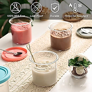 ZYHOONE 4 Pack Ice Cream Pint Containers Replacement for Ninja Creami NC500 NC501 Series Deluxe ice Cream Makers Pints and Lids,BPA-Free & Dishwasher Safe,Yellow/Pink/Green/Blue