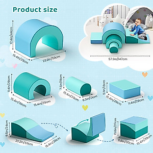 Lischwert Foam Climbing Blocks, Soft Climbing Toys for Toddlers, 5 Pieces Crawl and Climb Foam Playset with Foldable Block and Tunnel, Indoor Climber Activity Play Set for Kids Age 1+