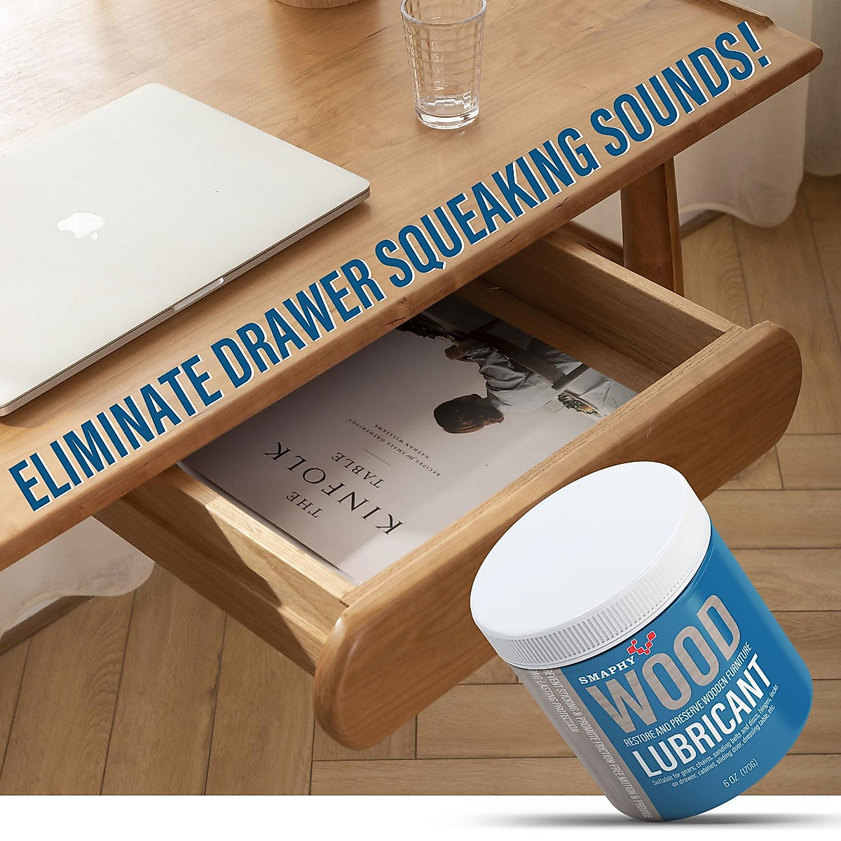 SMAPHY Wood Drawer Lubricant for Home DIY Projects, Multi-Purpose Semi Paste Wax for Wood to Reduce Frictions of Drawer Slide, Door Hinge Lubricant for Preserving Furniture & Restoring Wooden Slide