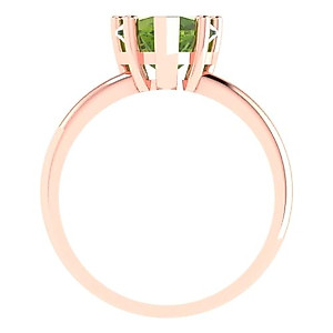 Clara Pucci 2.0 ct Heart Cut Solitaire Natural Peridot 5-Prong Engagement Bridal Promise Anniversary Ring 18K Rose Gold Size 8.75