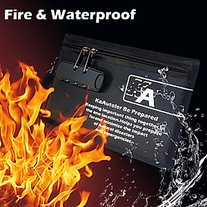 Small Fireproof Bagwith Lock,KaAutoler Fireproof, Waterproof Money Bag, with Zipper Fireproof Safe Box Money Pouch Envelope Container for Cash, for Keys, Cash, Jewelry and Other Valuables