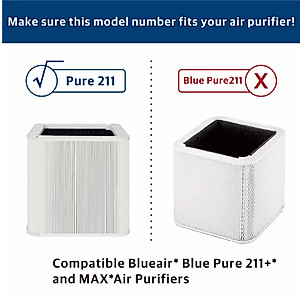 2 Pack 211+ Replacement Filter Compatible with Blueair Blue Pure 211+ Air Cleaner Purifier, Foldable Particle and Activated Carbon Replacement Filter