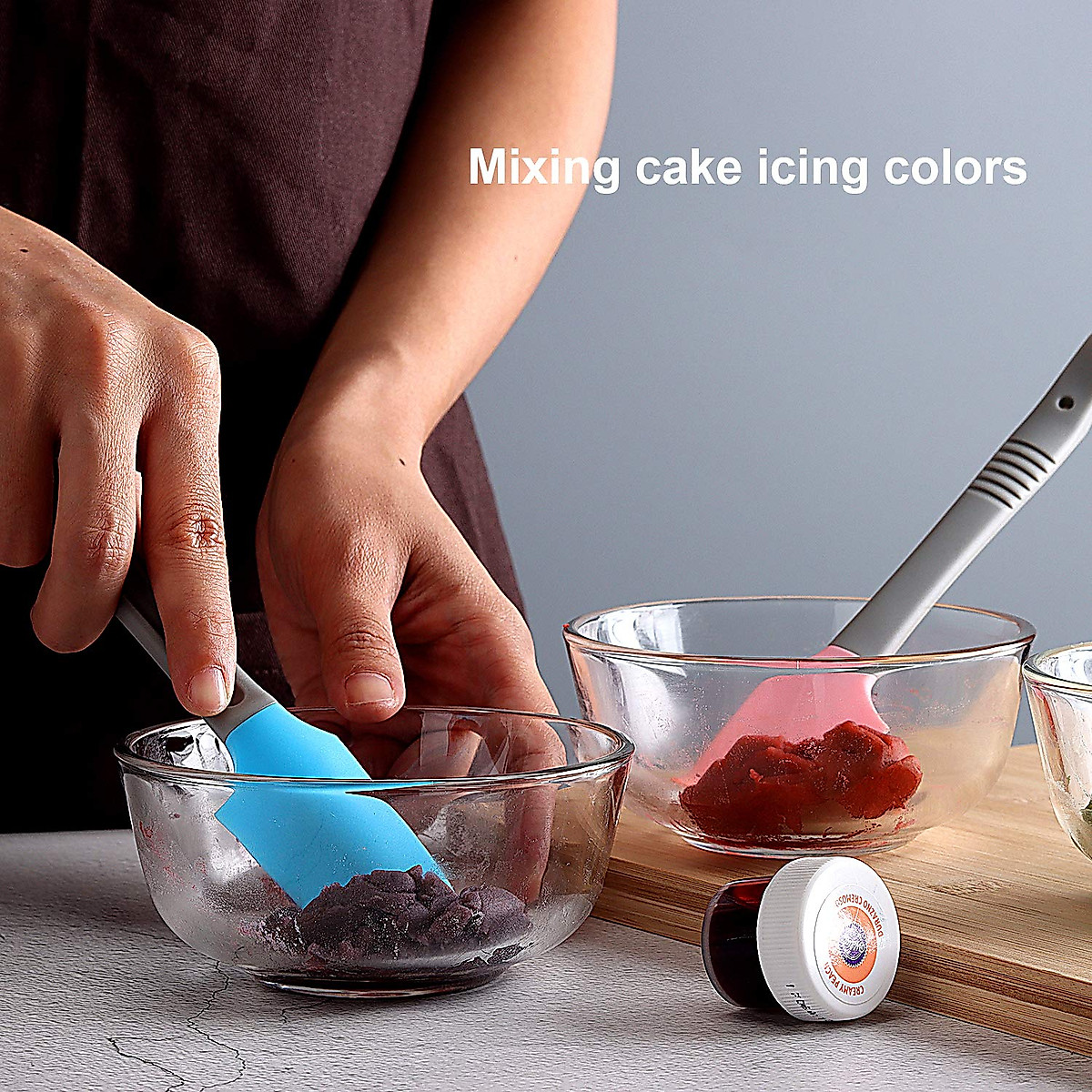 Yoku Made- Silicone Mini Spatula, Curved Small Spatula, Kitchen Scraper Spatula, Wet Pet Food Can Spatula, Jar Spatula, for Cooking Baking Frosting or Mixing, 6pcs