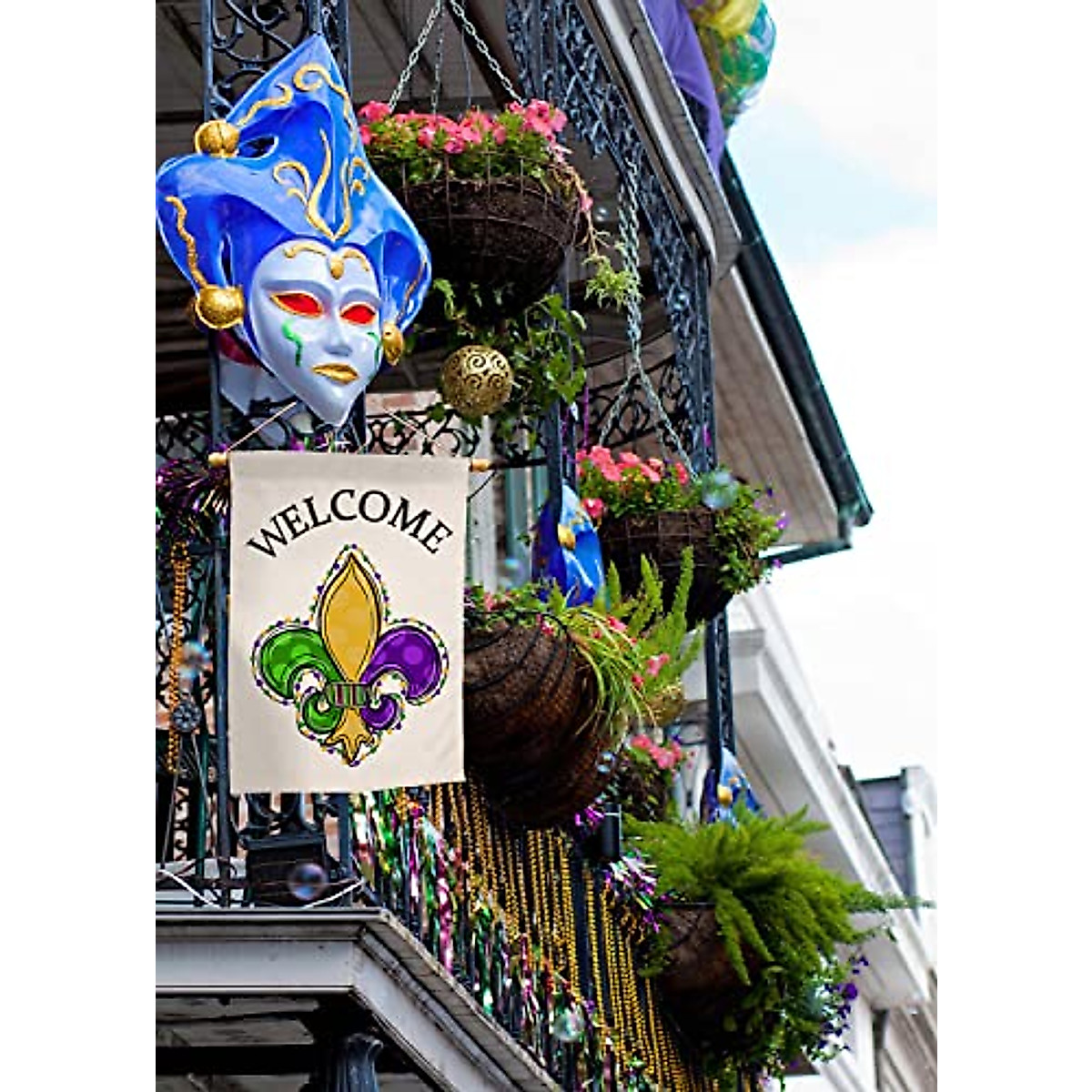 Sambosk Mardi Gras Fleur de Lis Small Garden Flag Vertical Double Sided Burlap Welcome Spring Farmhouse Yard Outdoor Decoration 12 x 18 Inches
