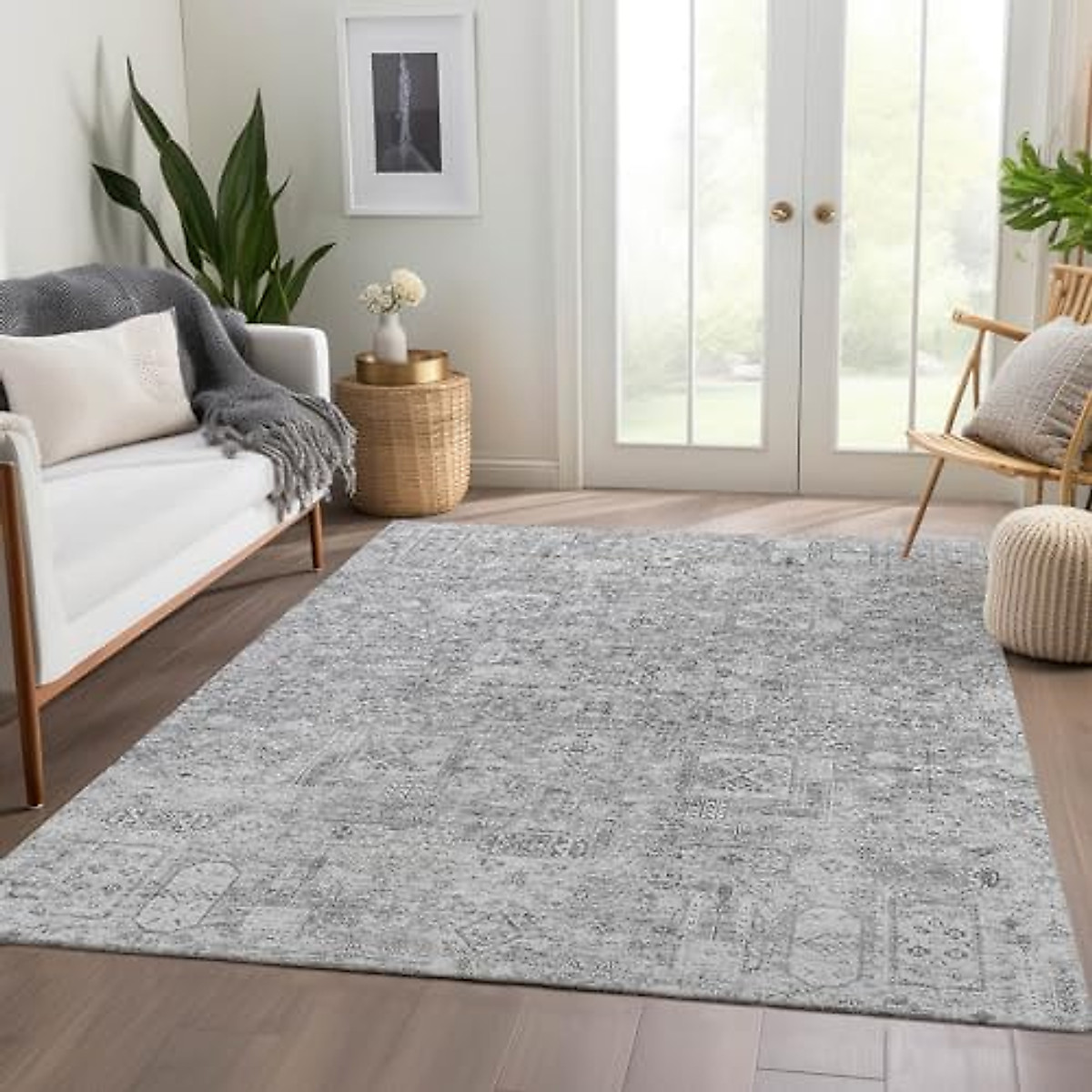 Addison Rugs Chantille ACN611 Gray 9' x 12' Indoor Outdoor Area Rug, Easy Clean, Machine Washable, Non Shedding, Bedroom, Living Room, Dining Room, Kitchen, Patio Rug