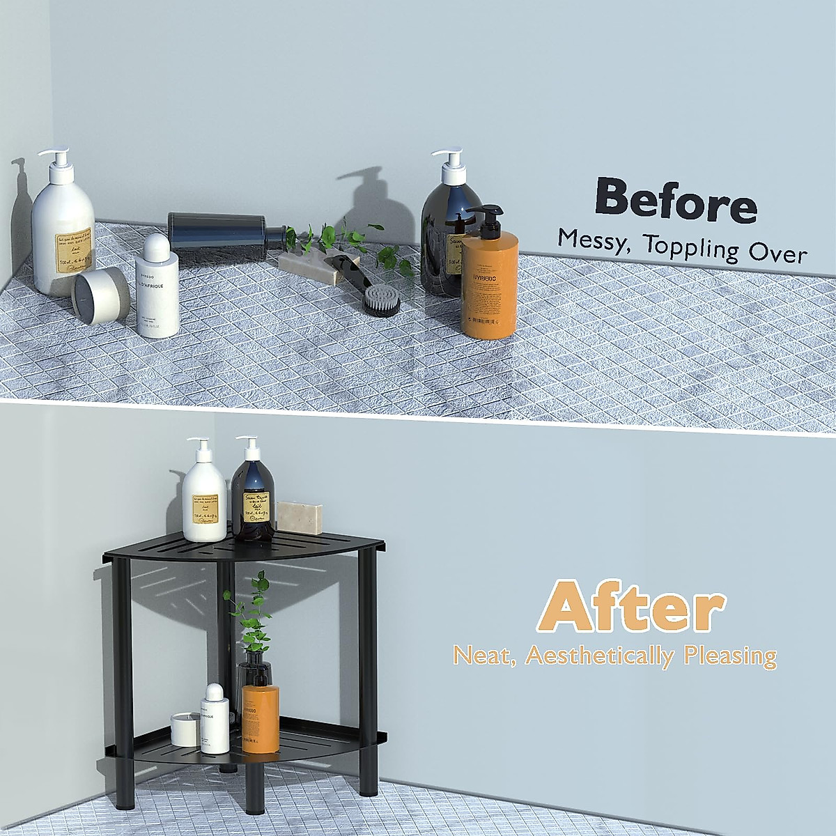 AIMUCT Metal Corner Shower Stool for Inside Shower Stainless Steel Shower Benches for Inside Shower Waterproof Shower Stool Seat with Storage Shelf