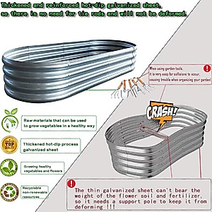 AONNTOO Galvanized Raised Garden Bed, Planters for Outdoor Plants, Oval Planters Tank with Metal Plant Support for Vegetables Flowers Fruits Herbs