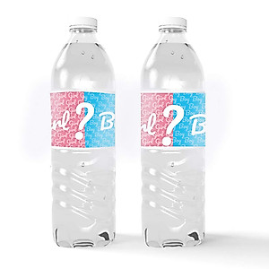 Baby Gender Reveal Party Baby Shower Water Bottle Labels - Boy or Girl Water Bottle Labels - Shiny Foil - 24 Stickers