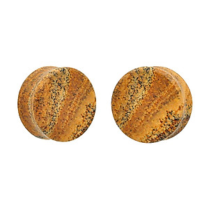 Mystic Metals Body Jewelry Pair of Picture Jasper Stone Double Flare Plugs (STN-668) (7/8" (22mm))