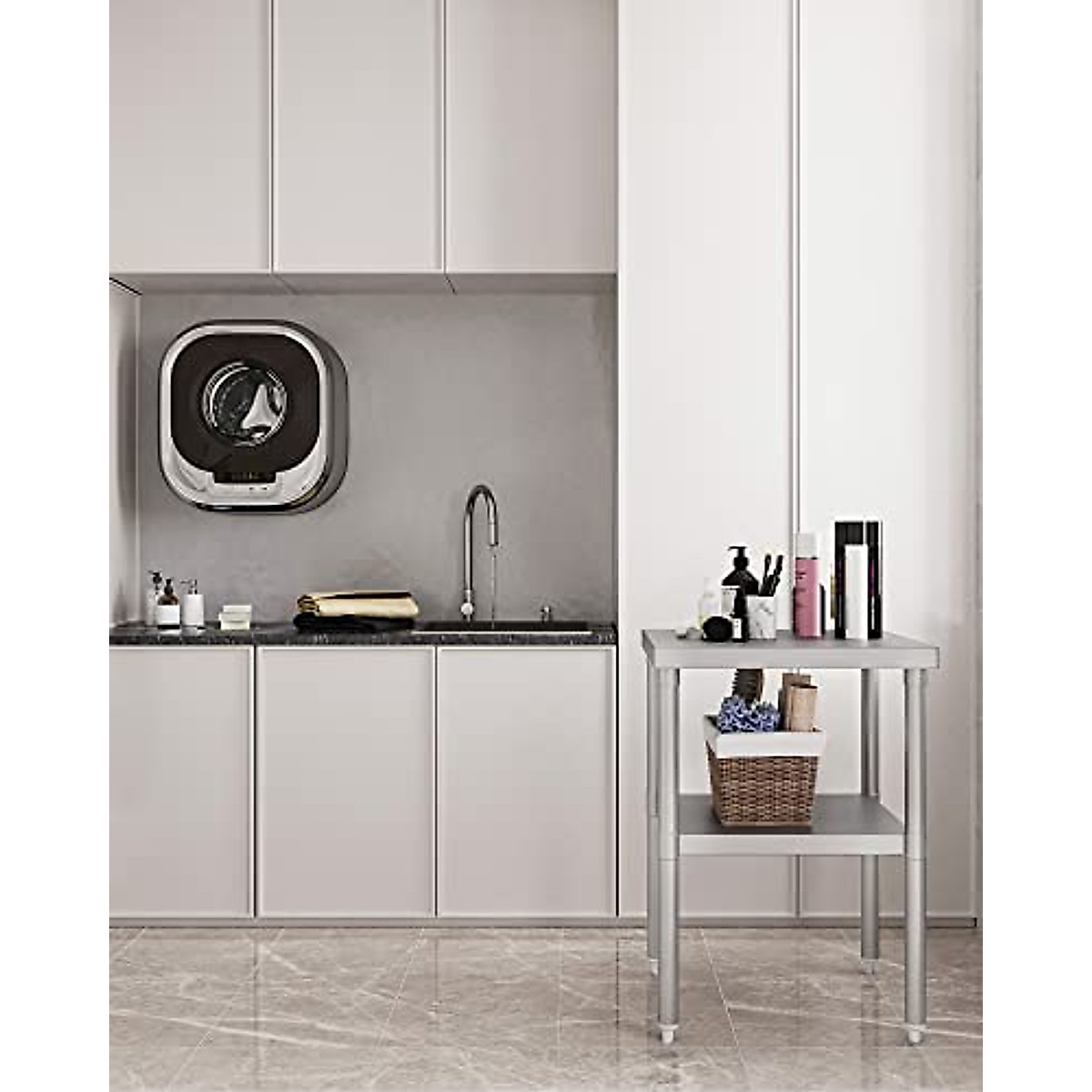 RIEDHOFF Stainless Steel Work Table 24" x 24" with Undershelf, [NSF Certified][Heavy Duty] Commercial Kitchen Prep Table for Home, Restaurant, Hotel