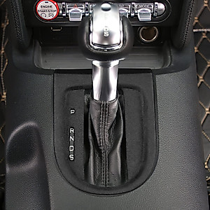 FDAIUN Car Gear Shift Box Panel Frame Shift Knob Cover Alcantara Style Interior Decoration Accessories for Ford Mustang 2015 2016 2017 2018 2019 2020 2021 2022（Black 1pcs）
