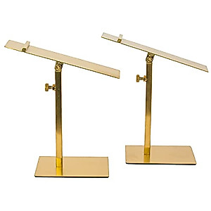 DZLOHAS Shoe Display Stand Golden, Risers Stand Countertop Adjustable Shoe Rack Retail Supplies Stainless Steel Shoe Display, 2 Sets of Shoe Rack (Style2, Golden)