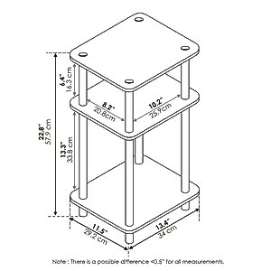 Furinno Just 3-Tier End Table and Simplistic Set of 2 End Table Bundle (2-Pack)