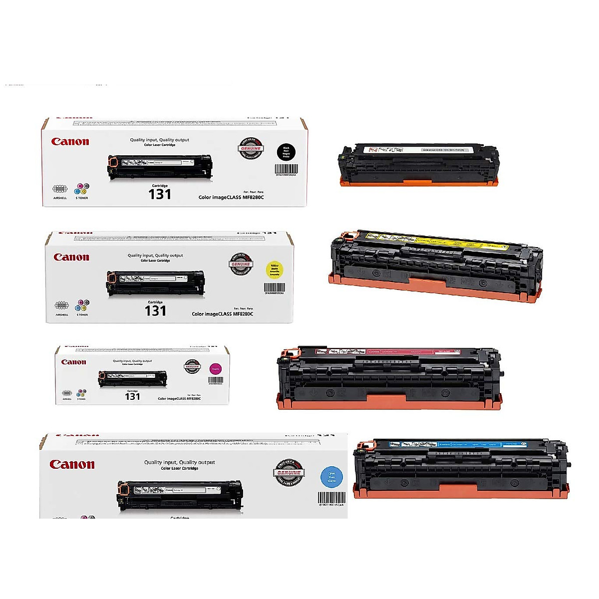 CANON Toner 131 SET ORIGINAL,IC MF8280/C/W , Yellow 6269B001AA ,Magenta 270B001AA ,Cyan 6271B001AA,Black 6272B001AA