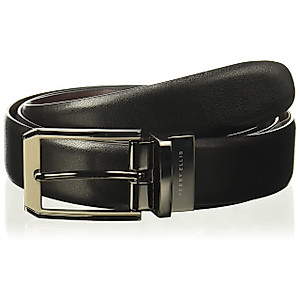 Perry Ellis Men's Portfolio 2-Tone Reversible Belt With Genuine Leather, Matte, Shine Buckle (Sizes 30-42 Inches), Blk20, 36