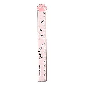 Straight Ruler 1PC Cute Cartoon Cats Claw Ruler Painting Plastic Rulers Portable Scale Ruler Measuring Ruler Stationery Office School Supplies(pink)