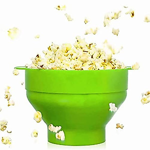Microwave Silicone Popcorn Popper,Microwave Popcorn Popper, Collapsible Silicone Popcorn Maker Bowl with Handle Lid, High Temperature Resistant, Air Popcorn Maker, for Oven, Microwave Oven, micro