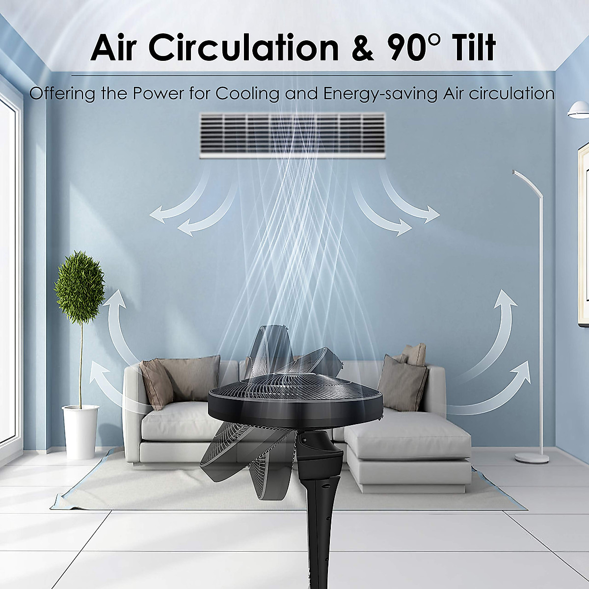 Outdoor Fan - 2 in 1 Portable Floor Fan, Cooling Floor Fan with Remote Control, 4 Speeds, 3 Modes, Ultra Quiet Outdoor Fans with Adjustable Height and Tilt, 7.5-Hour Timer Pedestal Fan for Bedroom