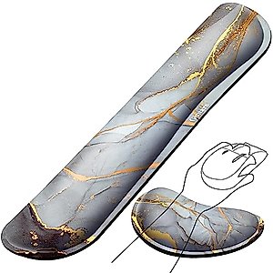 Gimars Upgrade Enlarge Gel Memory Foam Set Keyboard Wrist Rest Pad, Comfortable Ergonomic Design for Easy Typing Pain Relief, Firm Mouse Wrist Cushion Support for Office, Computer, Laptop, Mac