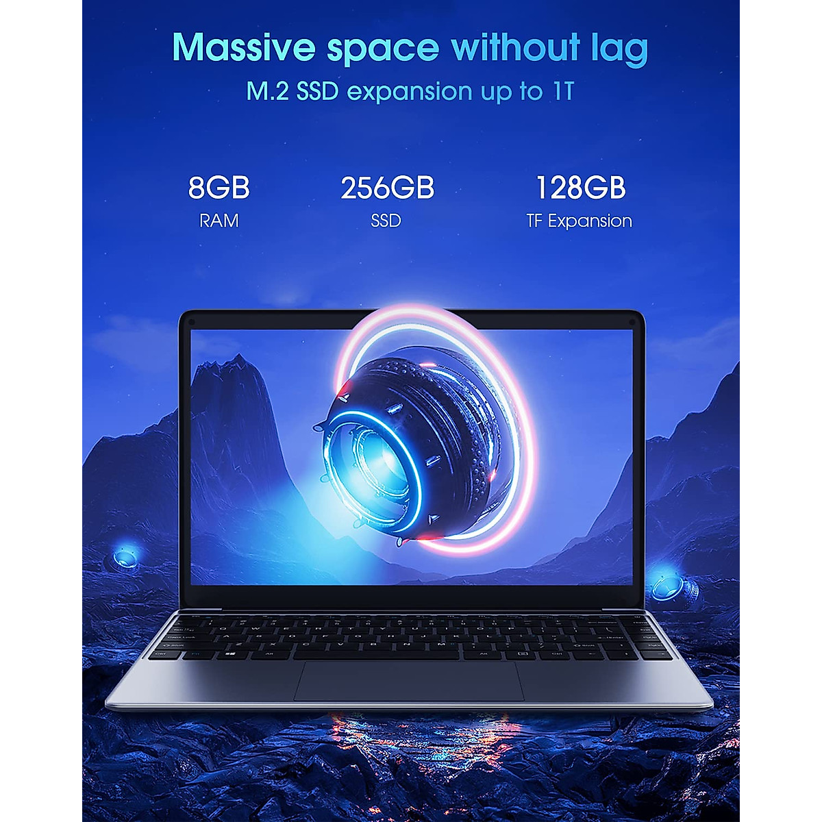 CHUWI HeroBook Pro 14.1'' Laptop, 8GB RAM 256GB SSD, Windows 11 Laptop, 1TB SSD Expand, Intel Celeron N4020(up to 2.8GHz), 2K FHD IPS Display, Ultra Slim, Mini-HDMI, 5G WiFi, BT4.2, Webcam,TF Card