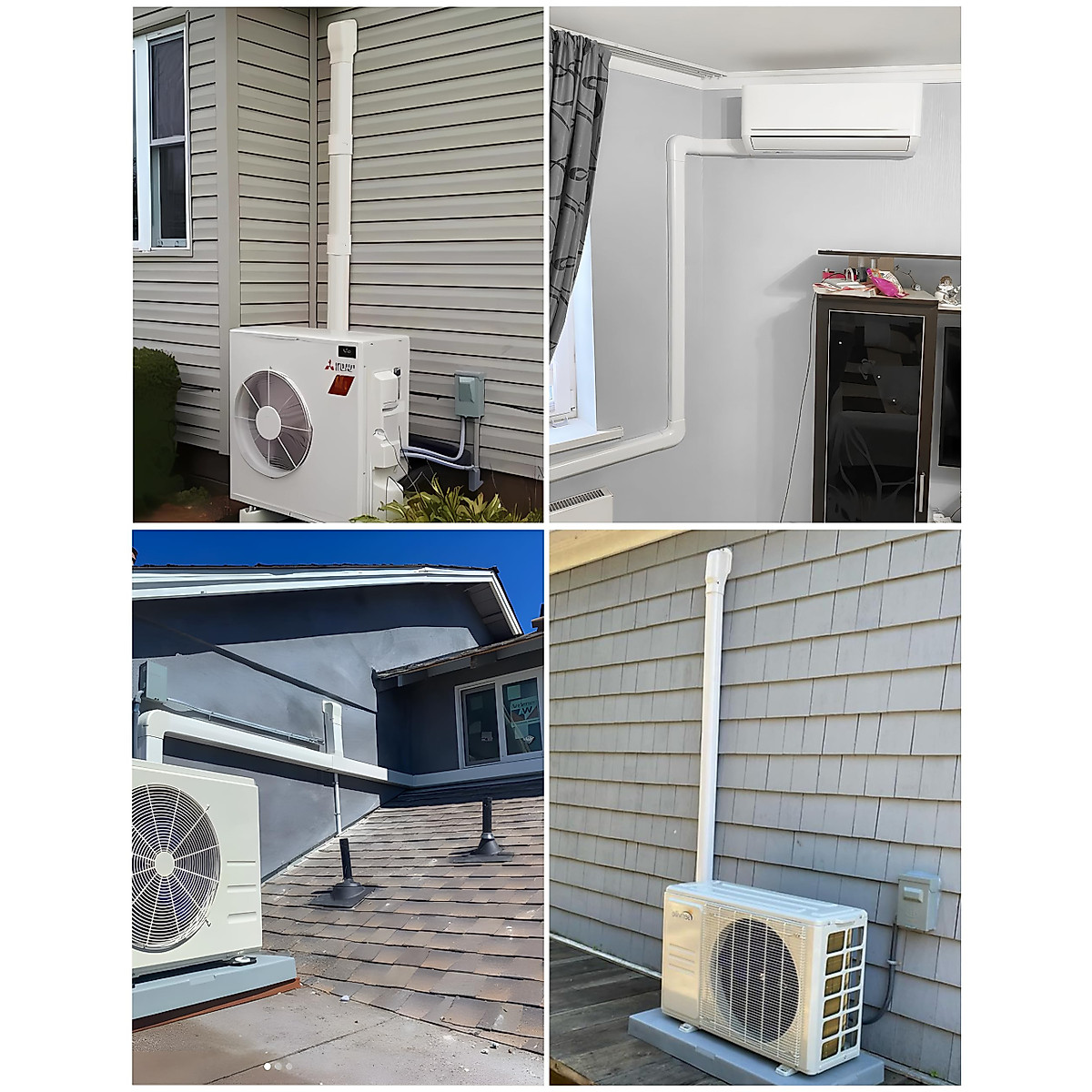 Nouscan 3" 12.5Ft Mini Split Line Set Cover with Flexible Duct, Upgrade PP Decorative Paintable Lineset Cover Kit, 39.37" per Straight Duct, for Minisplit, Air Conditioner, Central AC, HAVC