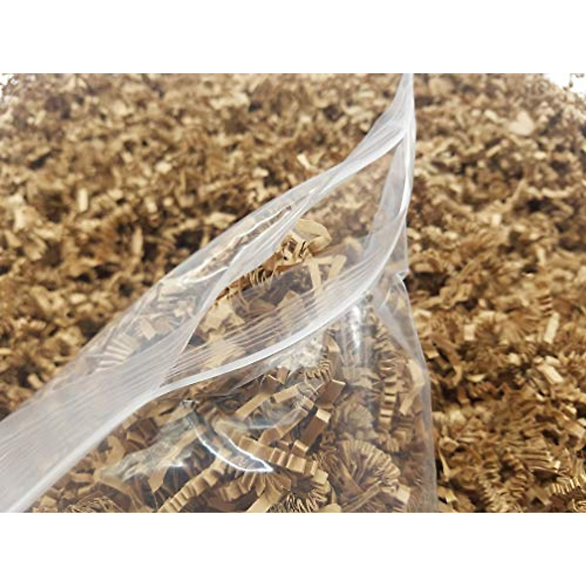 MRMX (1/2 Pound 8 oz natural Tan Kraft Crinkle Cut Paper Shred Filler for Gift Wrapping & Basket Filling Comes In a Reclosable Poly Zip Lock Bag