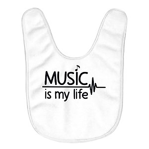 Music is My Life Baby Bibs - Print Baby Feeding Bibs - Heartbeat Bibs for Eating