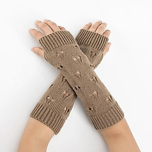 POHADON Fairy Grunge Gloves Alt Emo Goth Accessories Fingerless Ripped Long Sleeve Arm Warmers Y2k Gyaru Arm Sleeve Harajuku Egirl (One Size,Brown)
