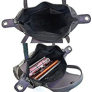 SIYUE Geometric Luminous Purses and Handbags Women Holographic Reflective Crossbody Bag Wallet Flash Rainbow Tote C