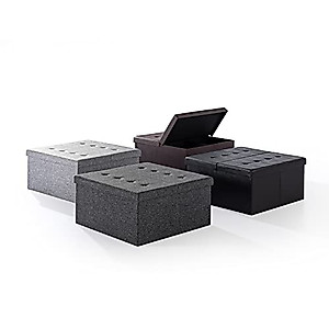 Otto & Ben Top Tufted Folding Faux Leather Trunk Bench Foot Rest, 30 Inch, Brown